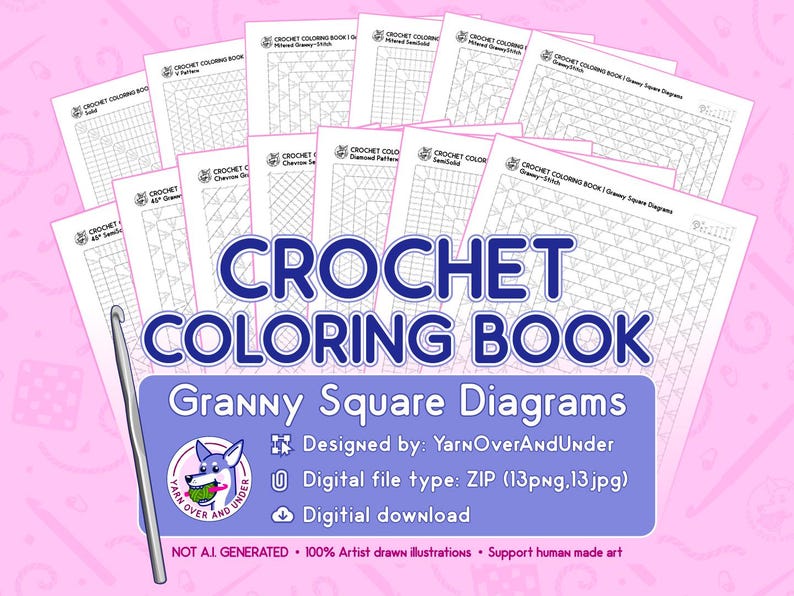 Crochet Coloring Book | Granny Square Diagrams | Digital Download ...