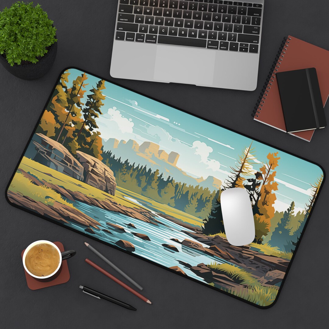 Sweet Blue Creek | Anti-slip Desk Mat | Workspace Decor | Deskoration ...
