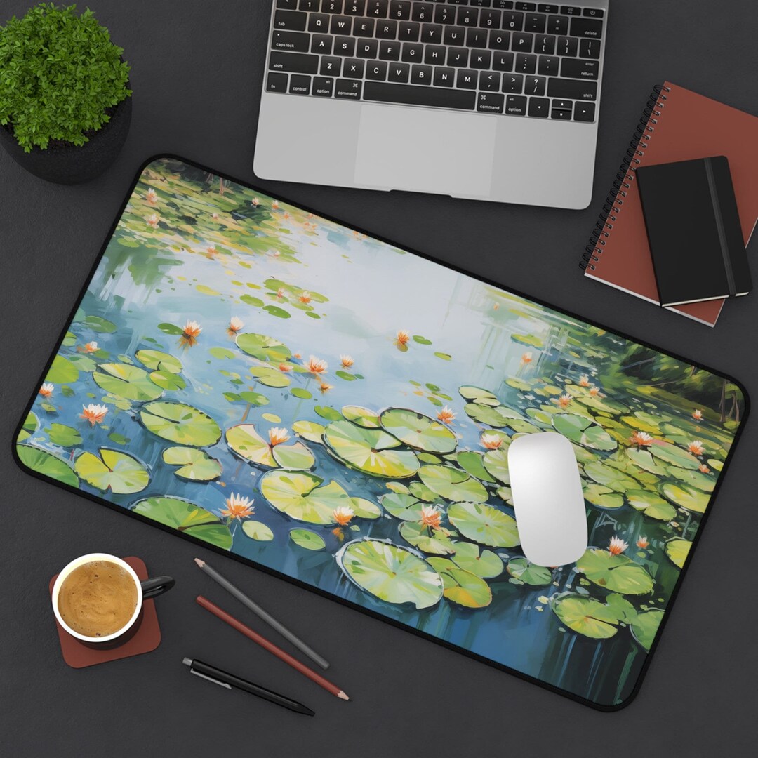 Lilypad Lake Desk Mat: Anti-slip Neoprene Workspace Decor - Etsy