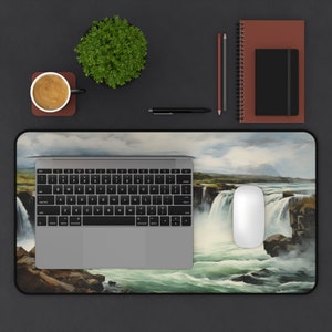 Icelandic Cascades | Anti-slip Desk Mat | Workspace Decor | Game Mat ...