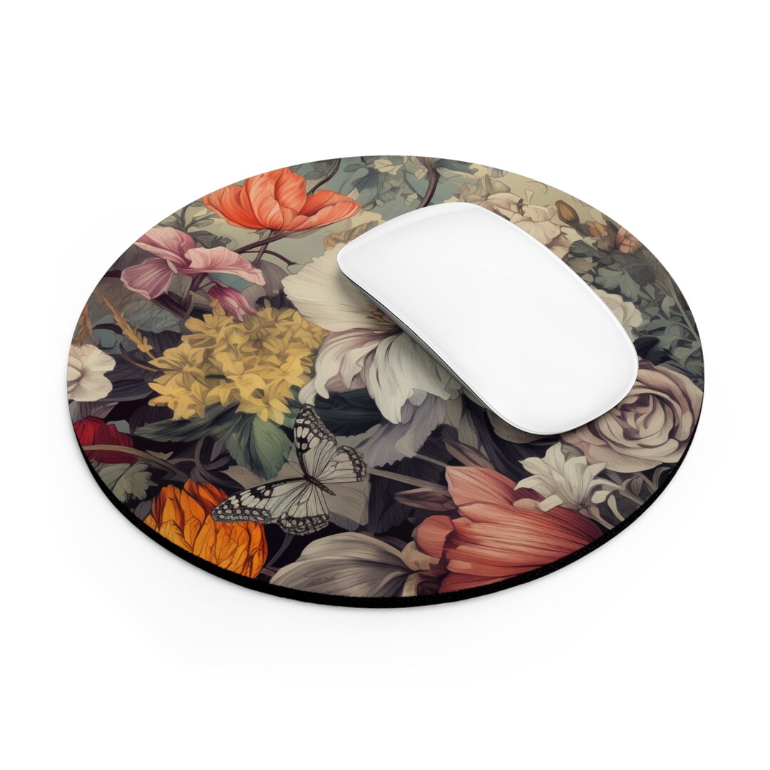 Wild Garden | 8" Round Mouse Pad | Butterfly Desk Decor | Floral ...