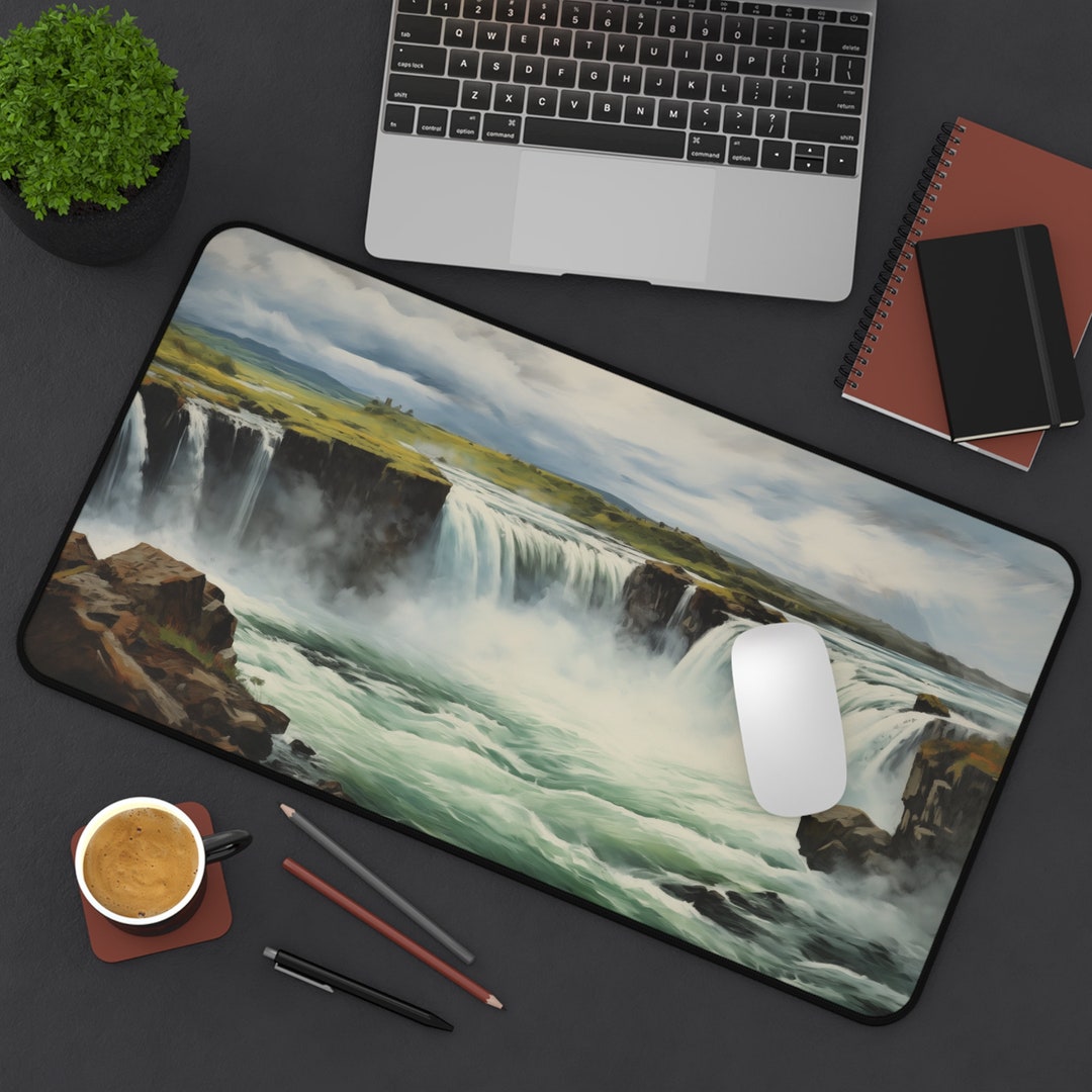 Icelandic Cascades | Anti-slip Desk Mat | Workspace Decor | Game Mat ...