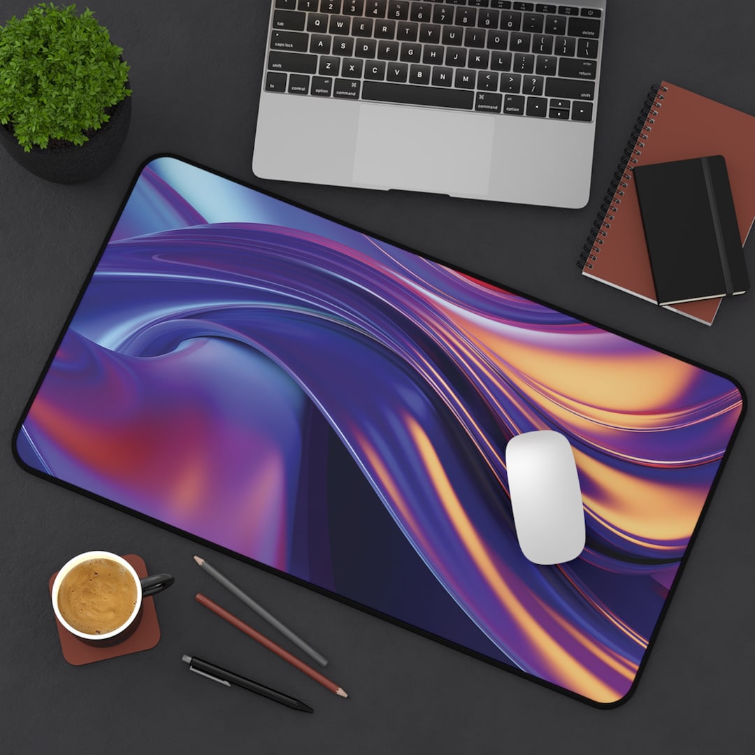 Metallic Wave | Anti-slip Desk Mat | Workspace Decor | Abstract ...