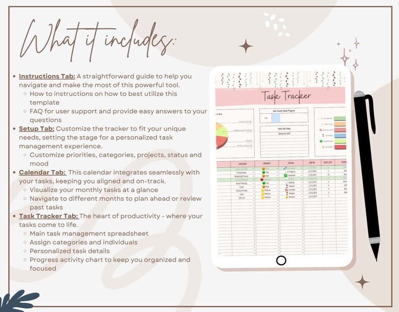 Pink Digital to Do List & Task Tracker Google Sheet Template, Calendar ...