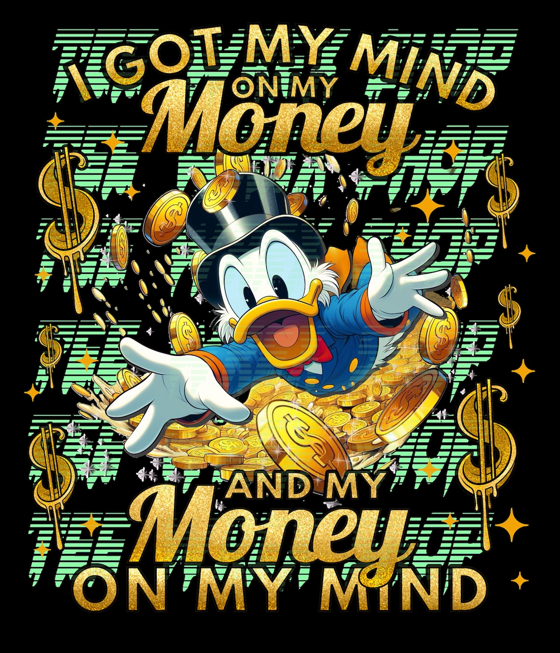 Money on My Mind PNG, Clipart for DTF or Tshirt Printing - Etsy