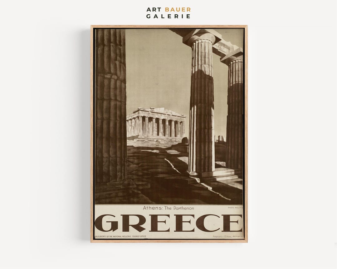 Parthenon, Athens Greece Travel Poster, 1920s | Greek Temple Art ...