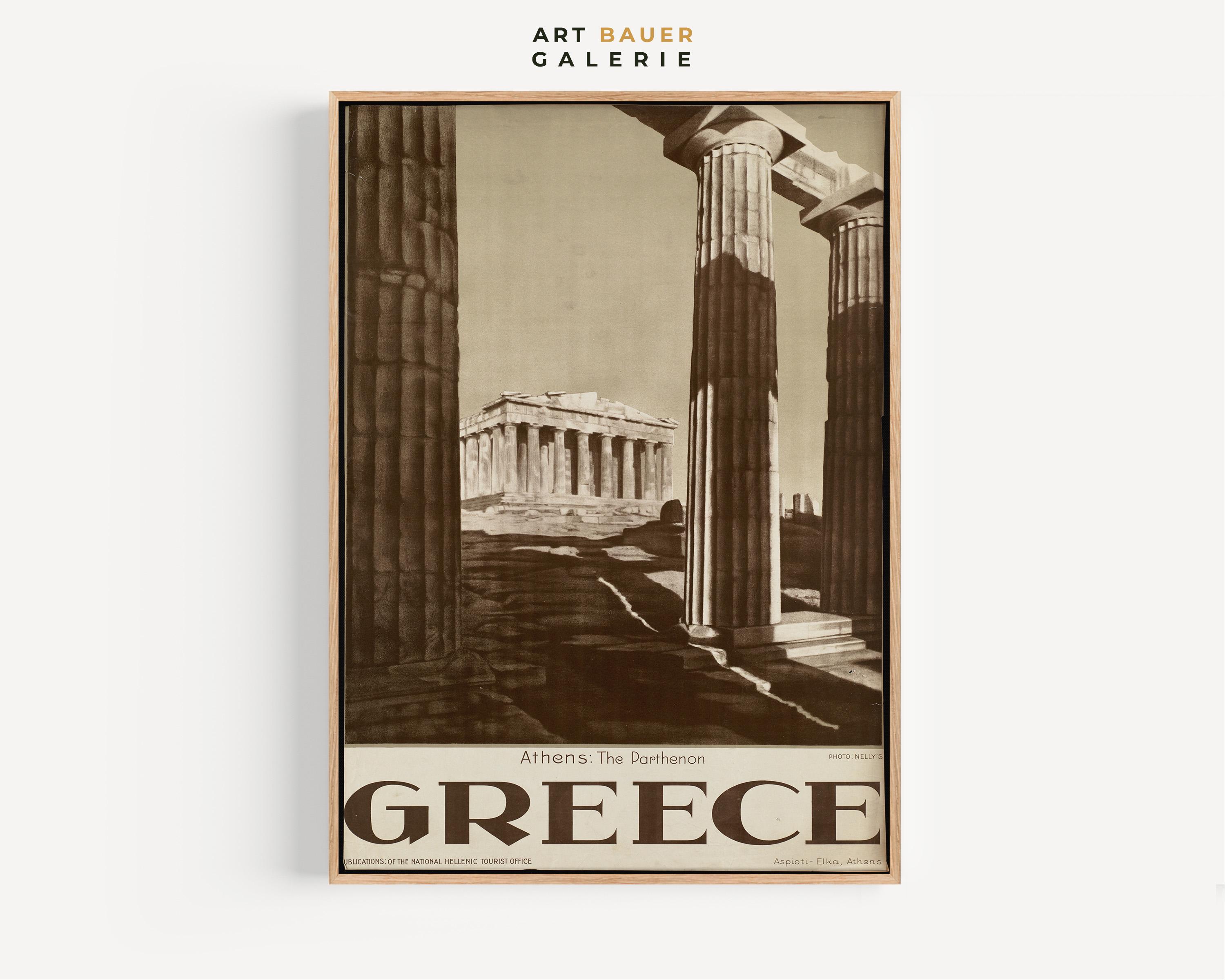 Parthenon, Athens Greece Travel Poster, 1920s | Greek Temple Art ...