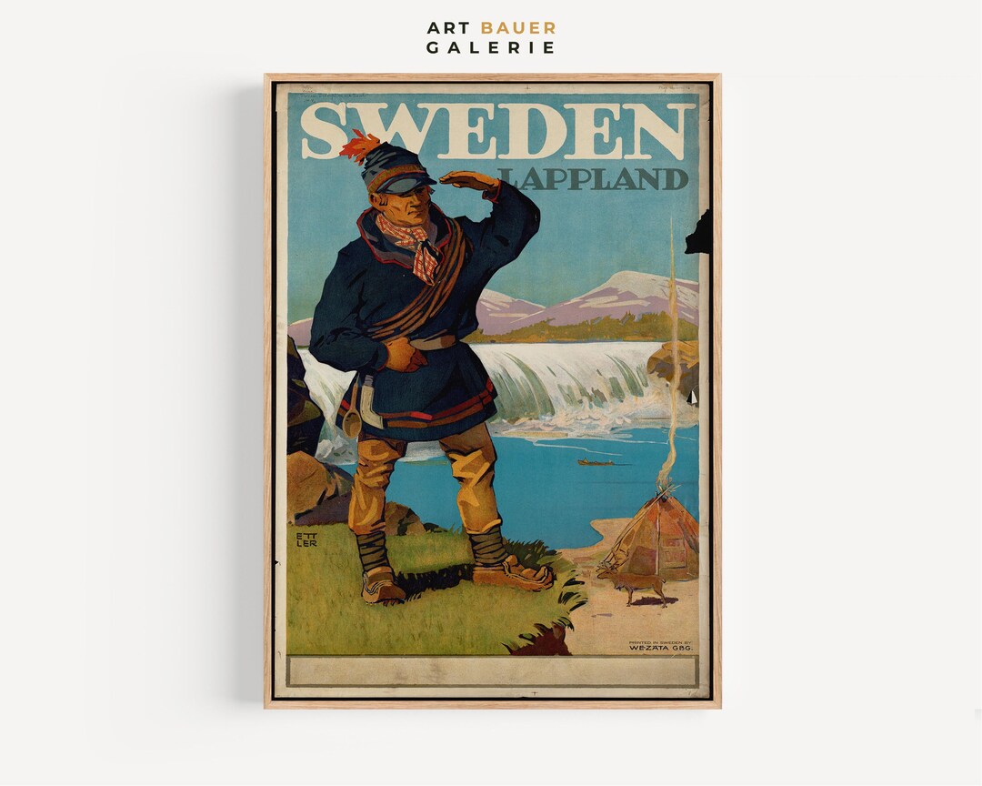 Sweden Lappland Travel Poster, 1920s | Nordic Travel Art, Arctic ...