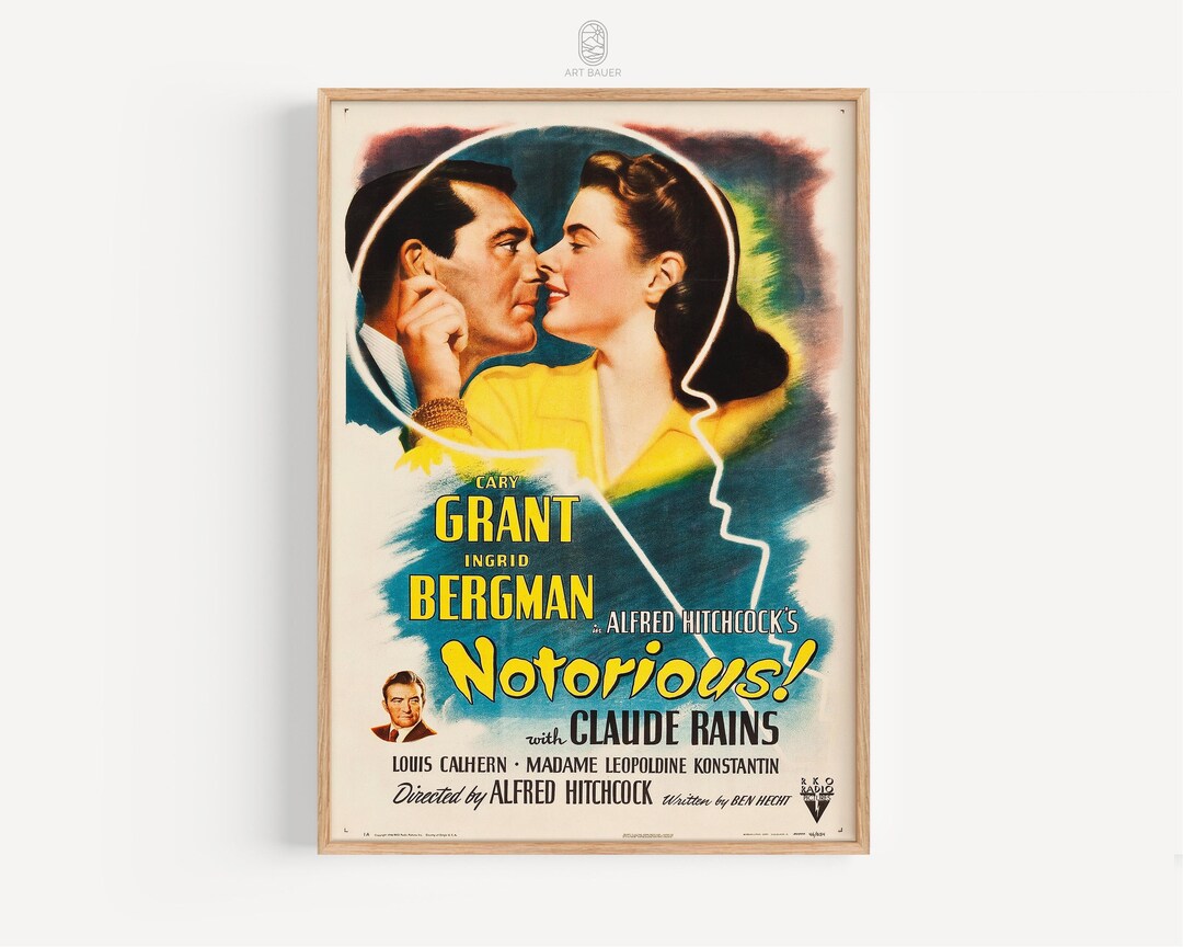 Notorious Film Poster, 1946 | Hitchcock Film Art, Vintage Movie Poster ...