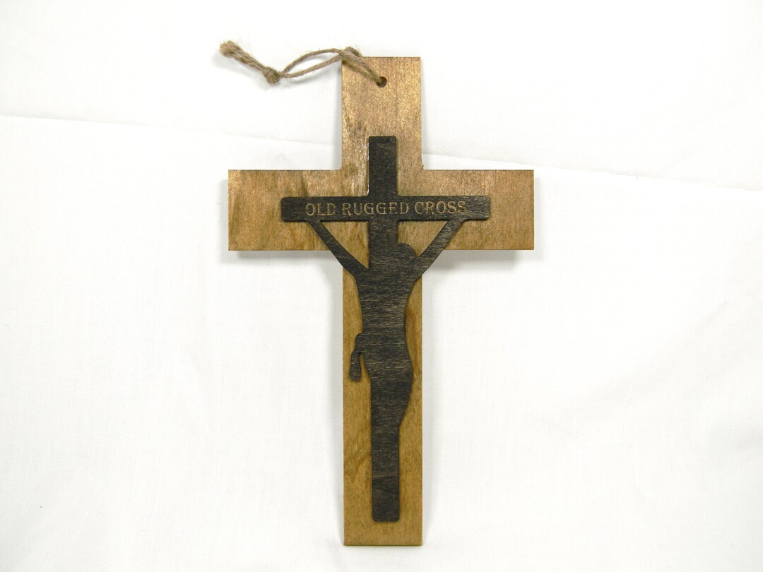 Old Rugged Cross Wooden Laser Cut Jesus Crucified Sign, 3D Layered ...