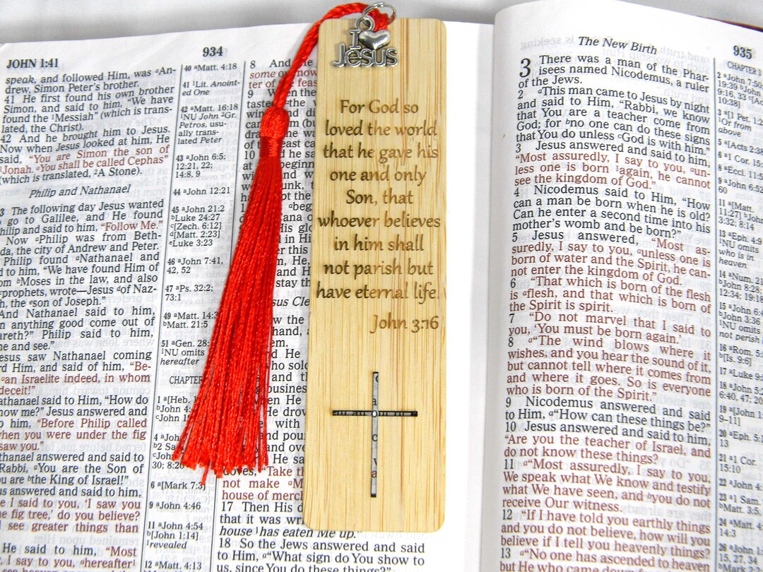 Custom Scripture Laser Engraved Bamboo Wood Bookmark With Pewter I Love ...
