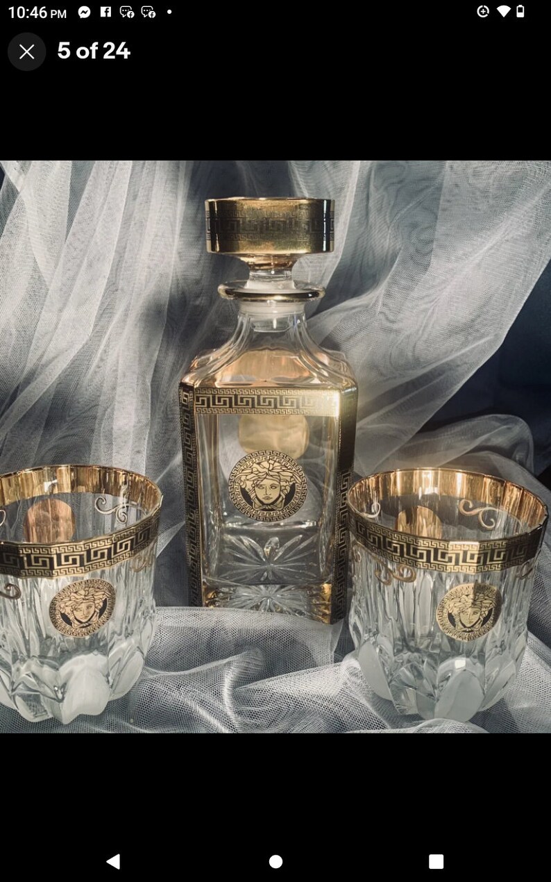 RARE VERSACE Medusa Whiskey Decanter and 2 Matching Glasses - Etsy