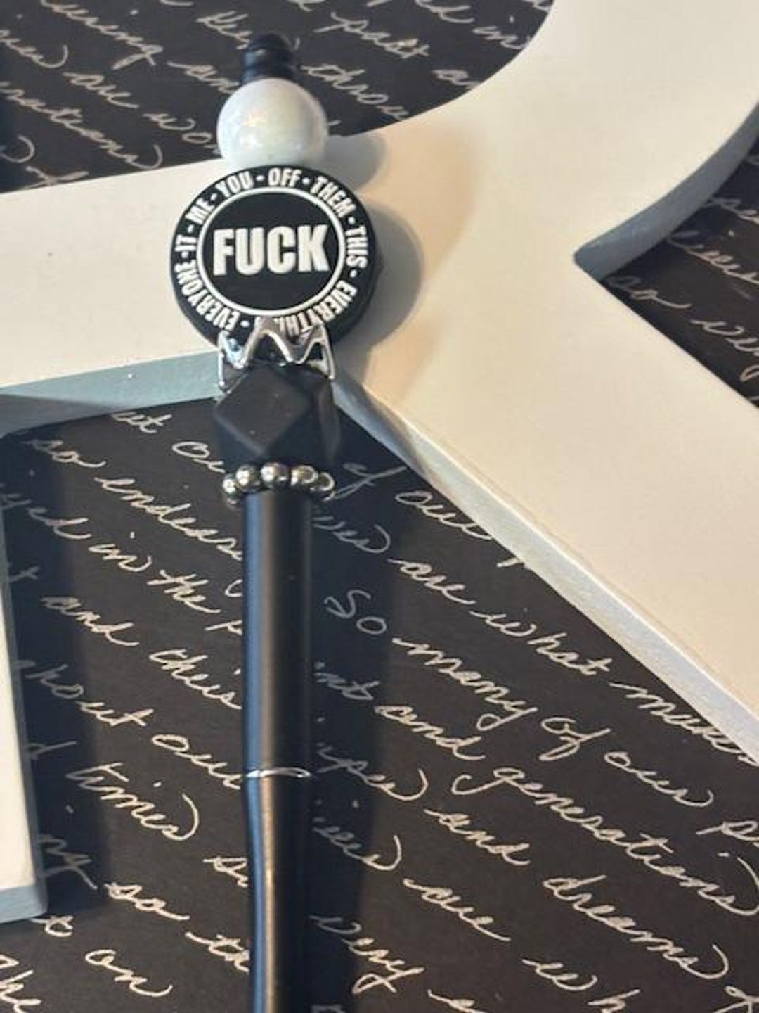 Custom Beaded Metal Pen- "eff" It All - Etsy
