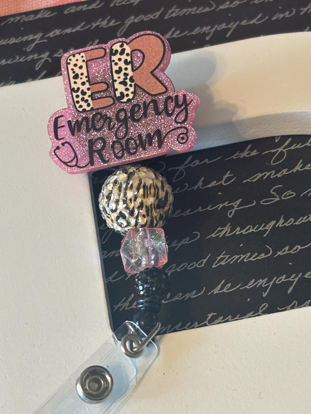 Custom Beaded Badge Reel- Emergency Room - Etsy