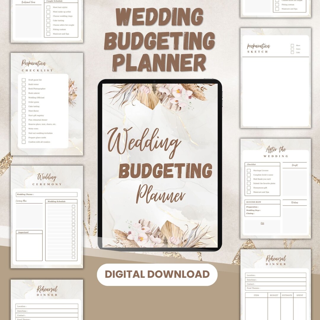 Editable Wedding Budgeting Planner Wedding Planner Brown Floral Wedding ...