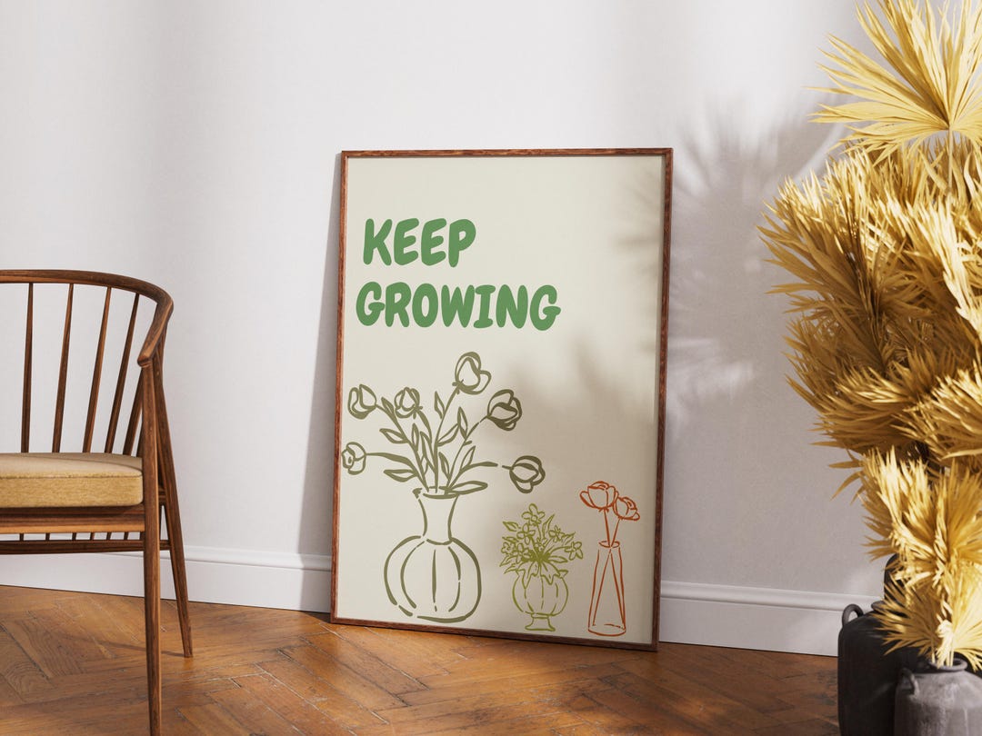 Keep Growing Print: Typography Plant Art (digital Download) - Etsy