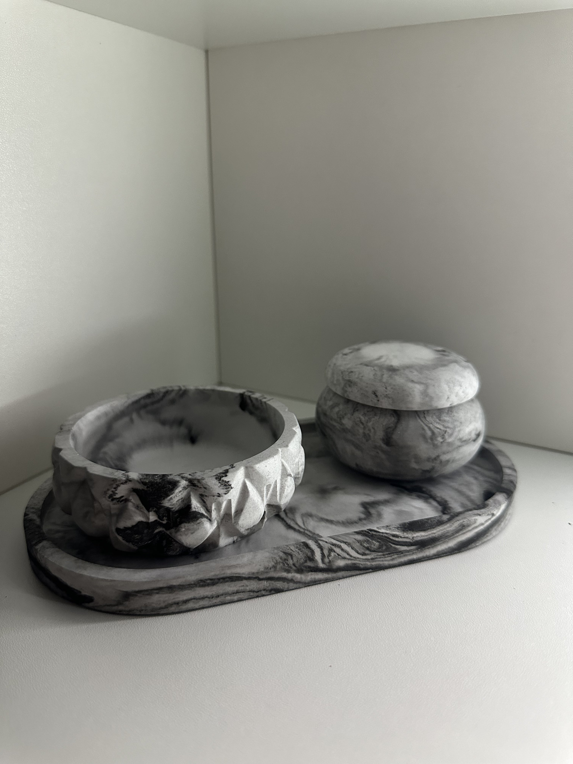 Black&gray Marble Oval Trays Coffee Table Tray Jewelry Tray Vanity Tray ...