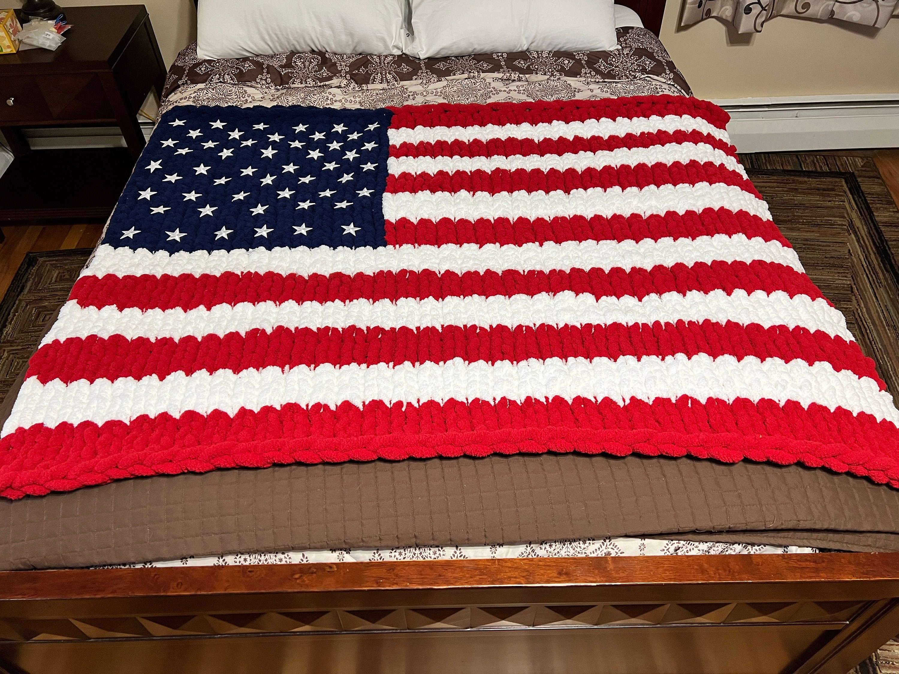 Chunky Handmade American Flag Blanket - Etsy