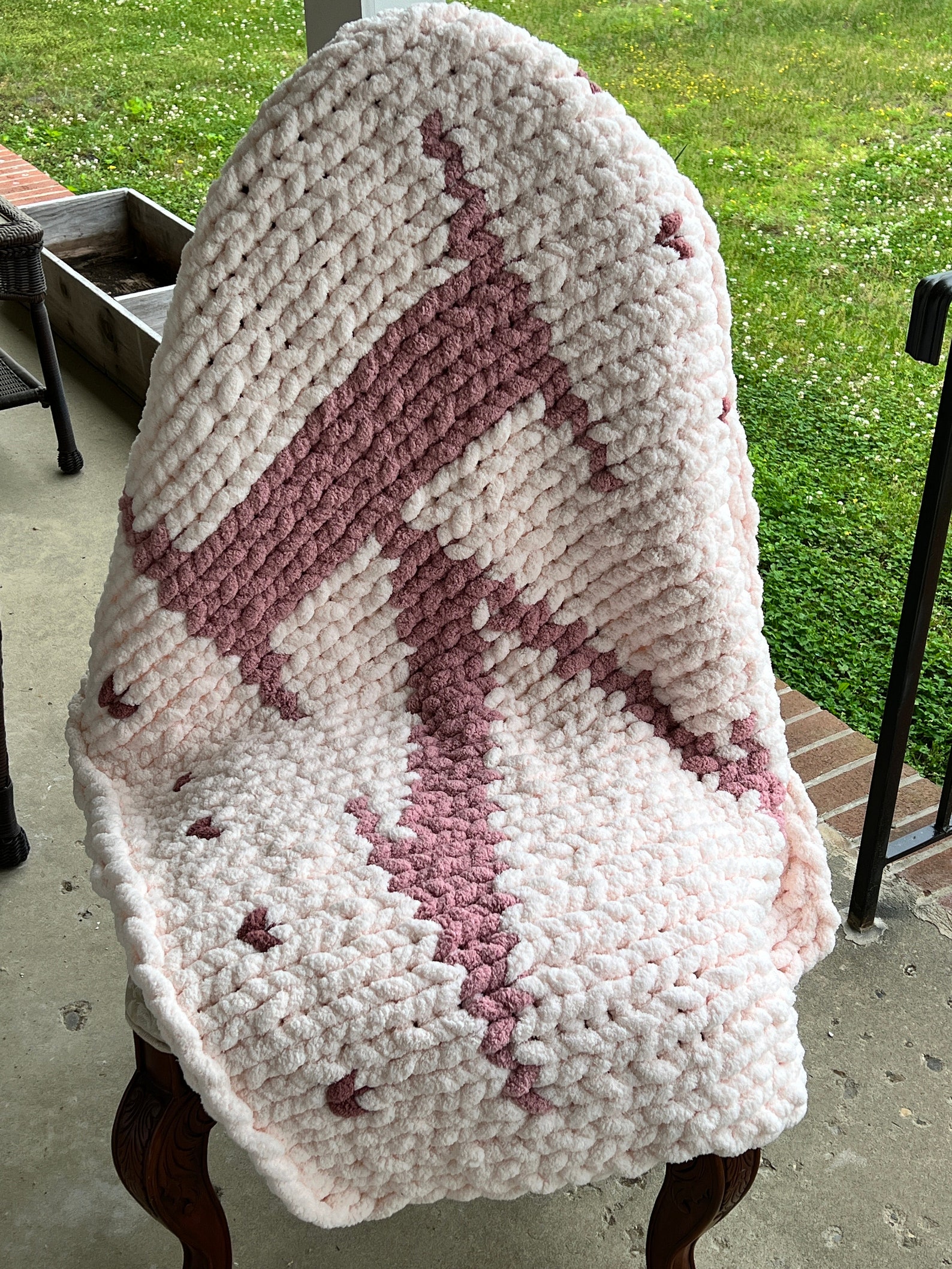Initial / Monogram Chunky Knit Baby Blanket or Throw Sized Blanket ...