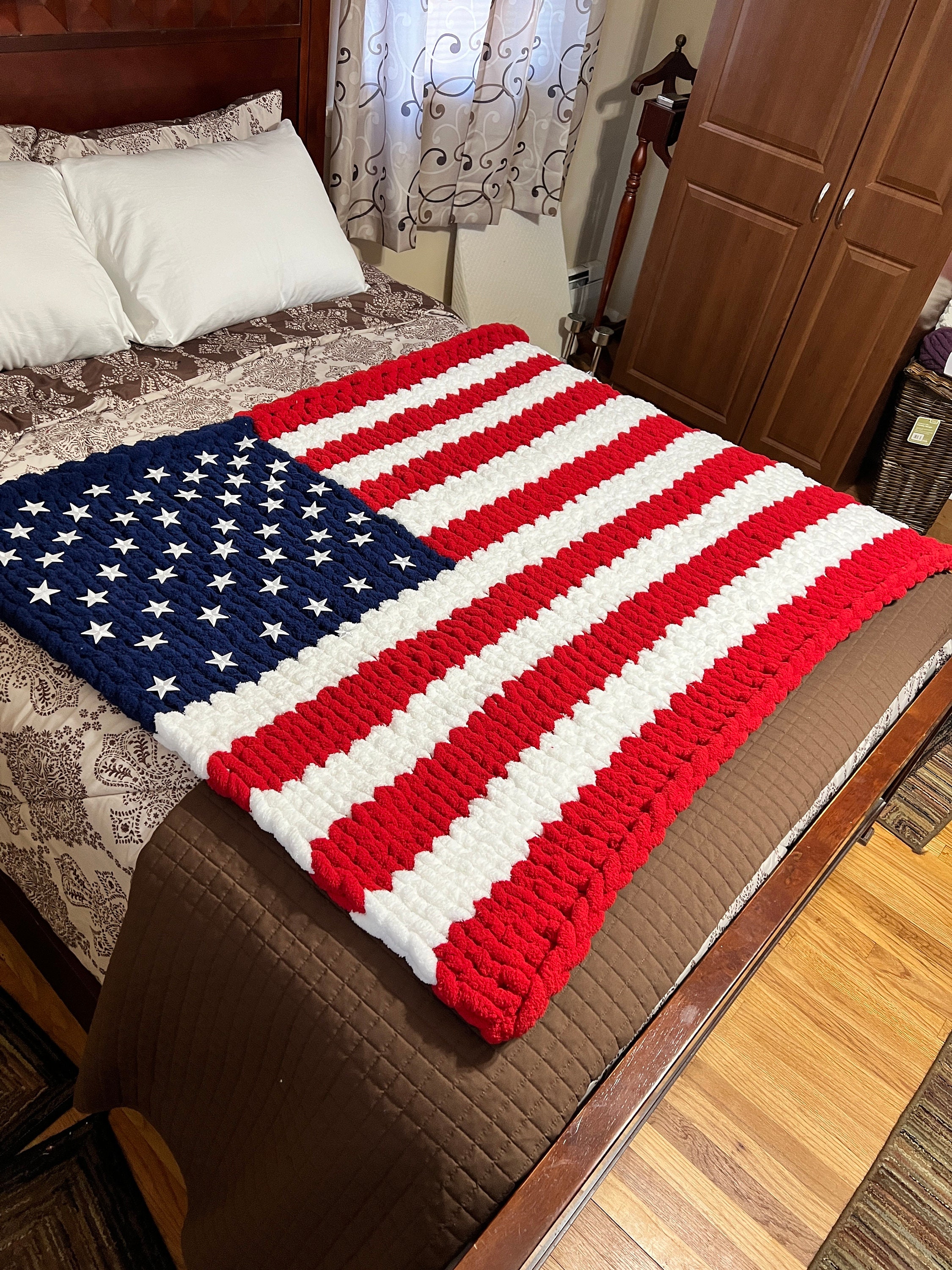 Chunky Handmade American Flag Blanket - Etsy