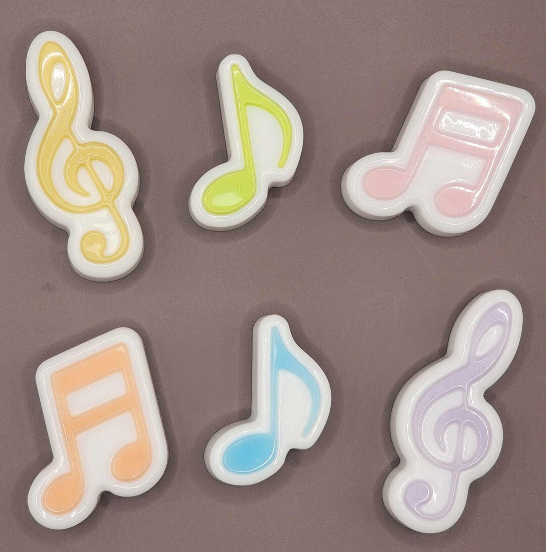 Handmade Pastel Rainbow Music Note Resin Magnets - Set of 6 - Unique ...