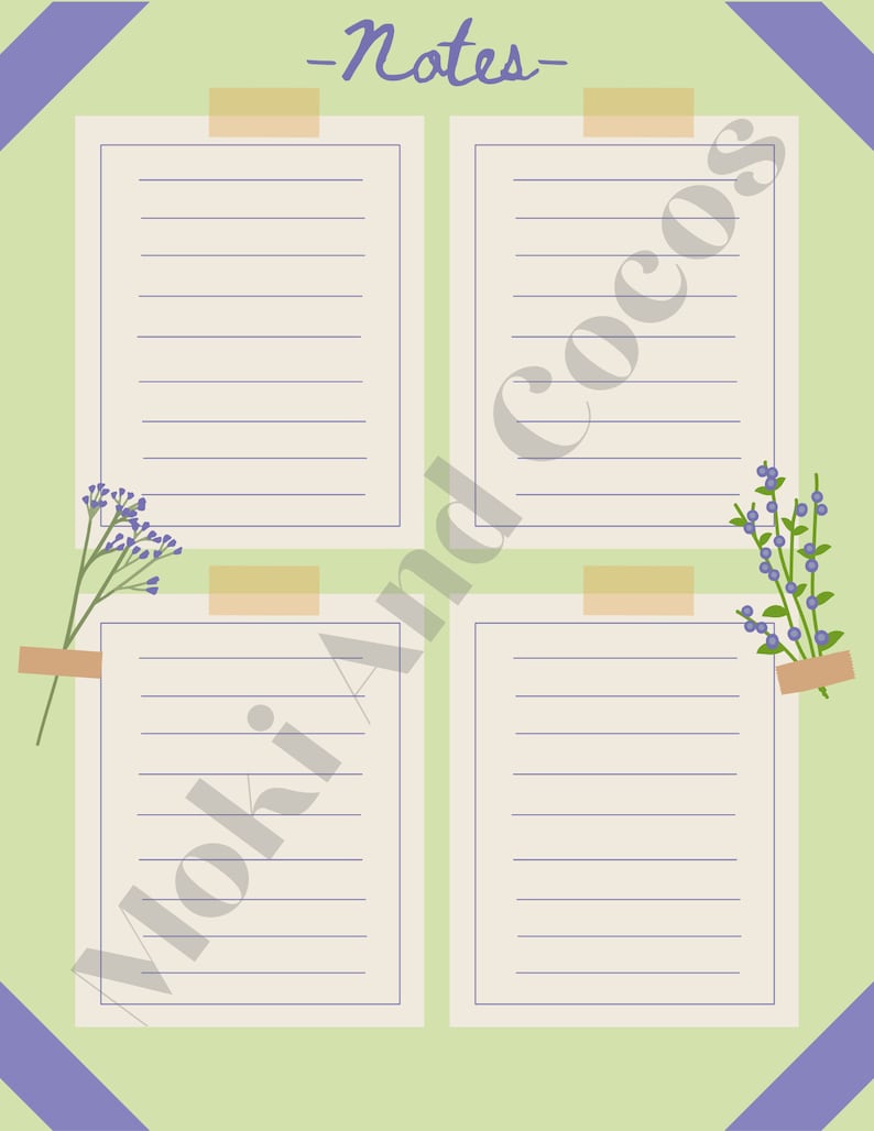 Floral Journal Pages Set | Printable Instant Download, PNG, 8.5x11 ...