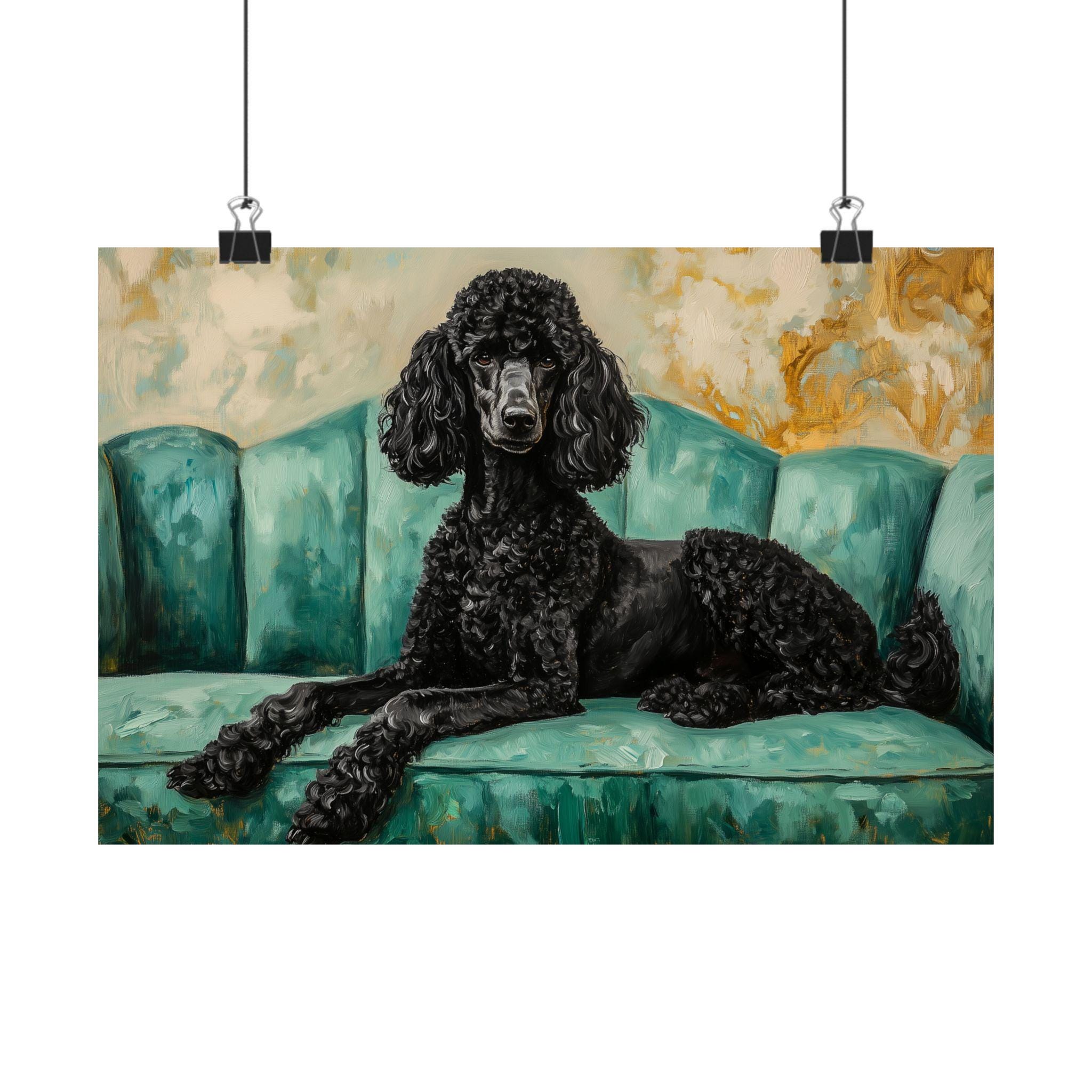 Black Poodle Wall Art Print: Elegant Dog Oil Painting, Glam Pet ...
