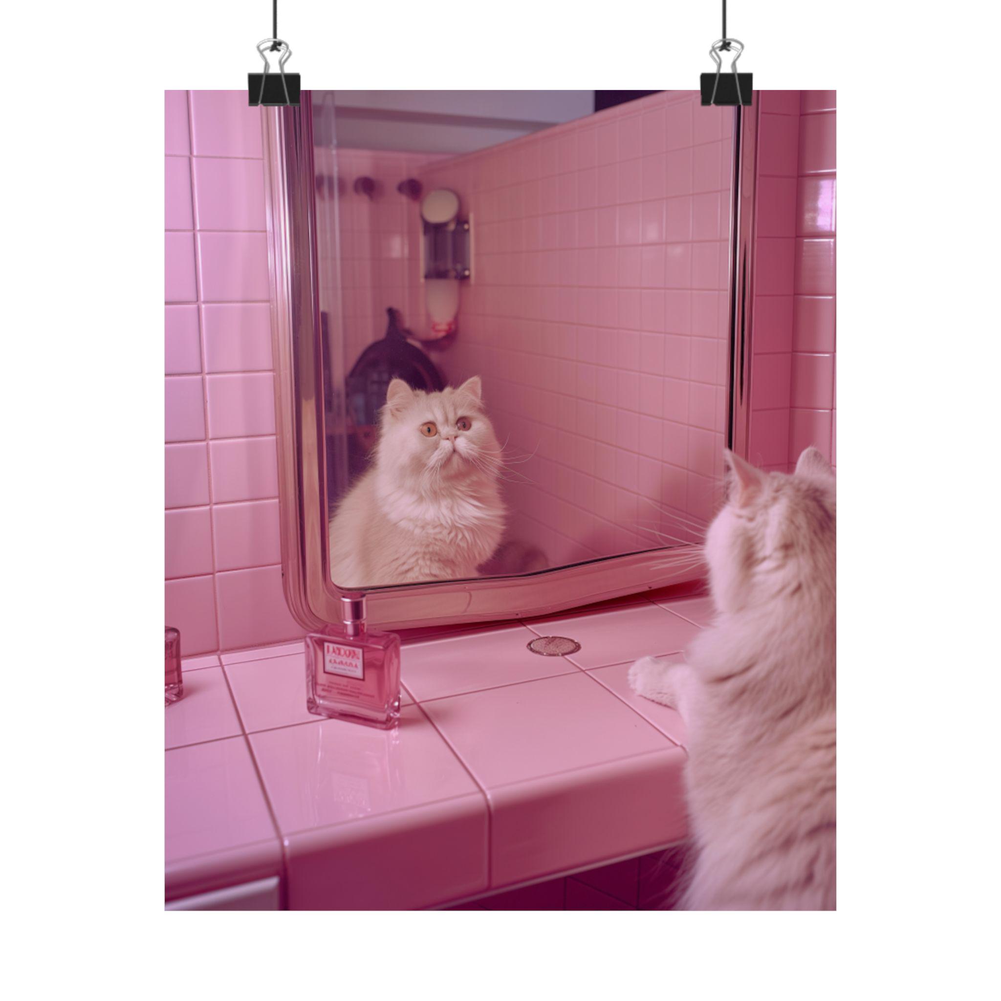 Persian Cat Square Poster Wall Art Print | Coquette, Pink, Vintage ...