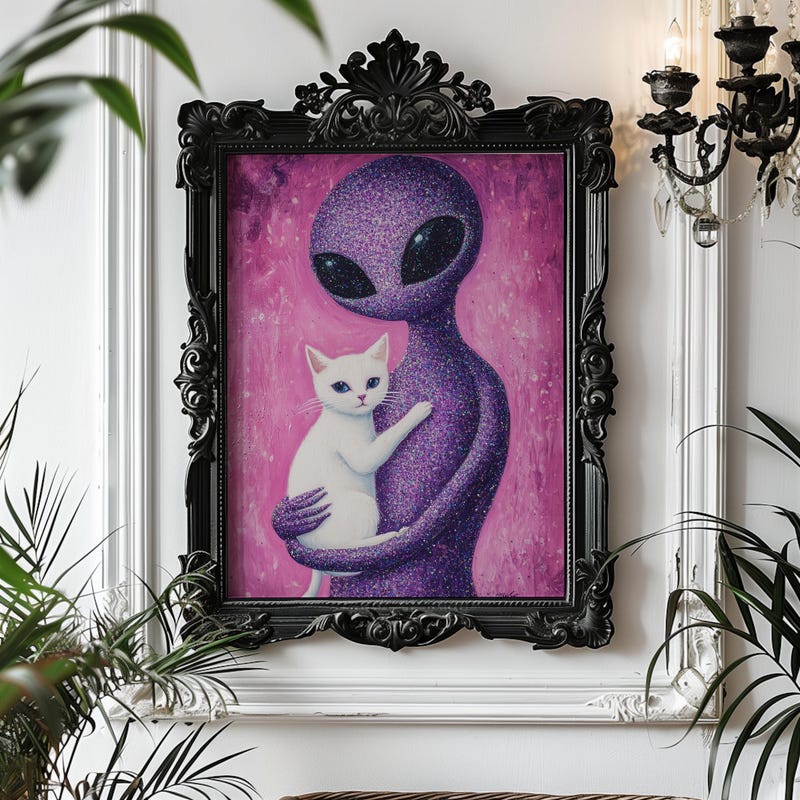 Alien Cat Art Print - Etsy