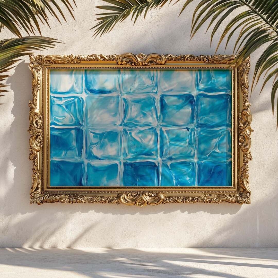Baby Blue Glass Brick Print: 80s Pastel Geometric Wall Art - Etsy