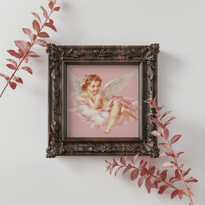 Pink Cherub Wall Art | Baby Angel Art | Dainty Coquette Decor | Vintage ...