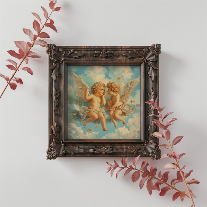 Baby Blue Cherub Wall Print | Baby Angel Wall Art | Dainty Coquette ...