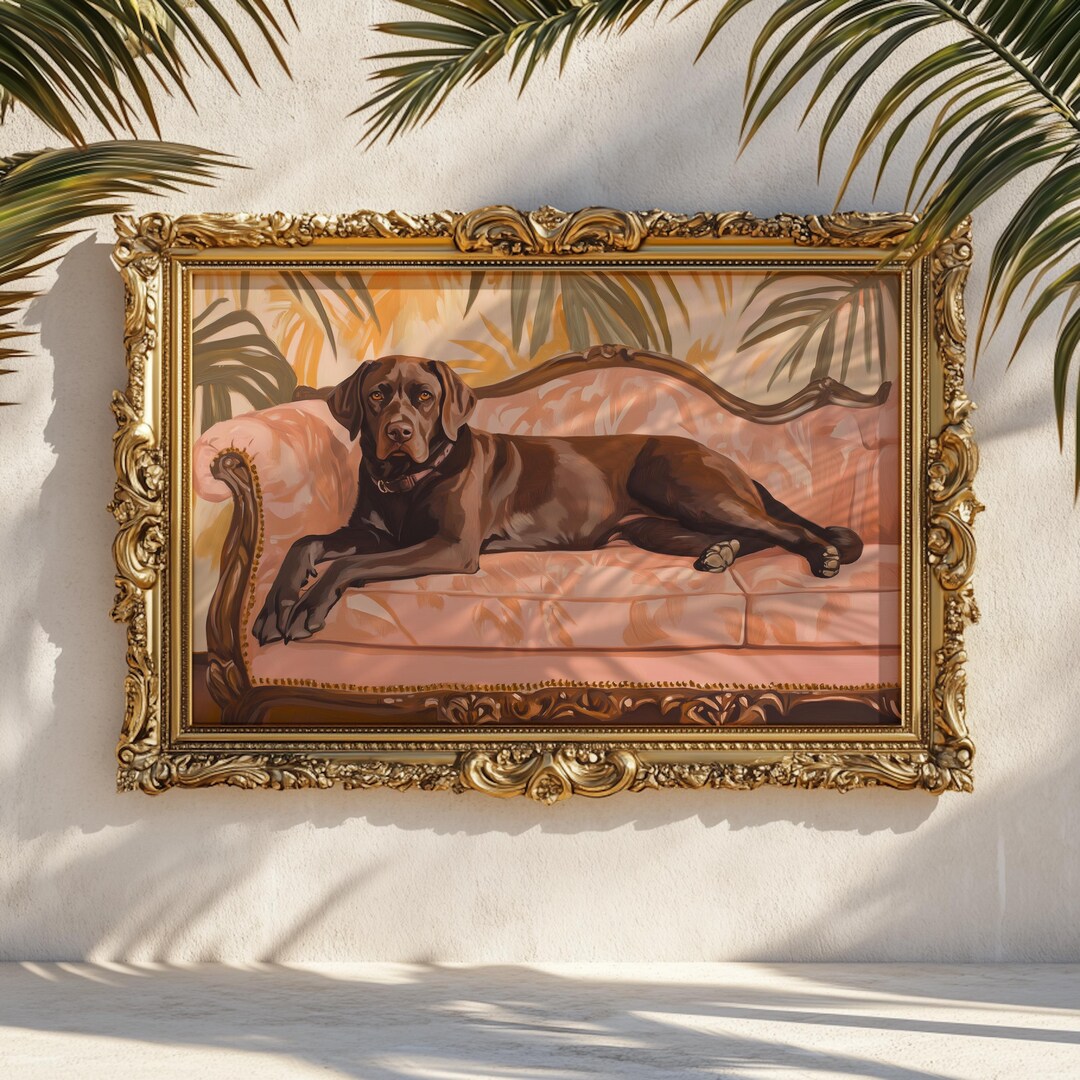Chocolate Labrador Retriever Art Print: Glam Dog Portrait Vintage ...