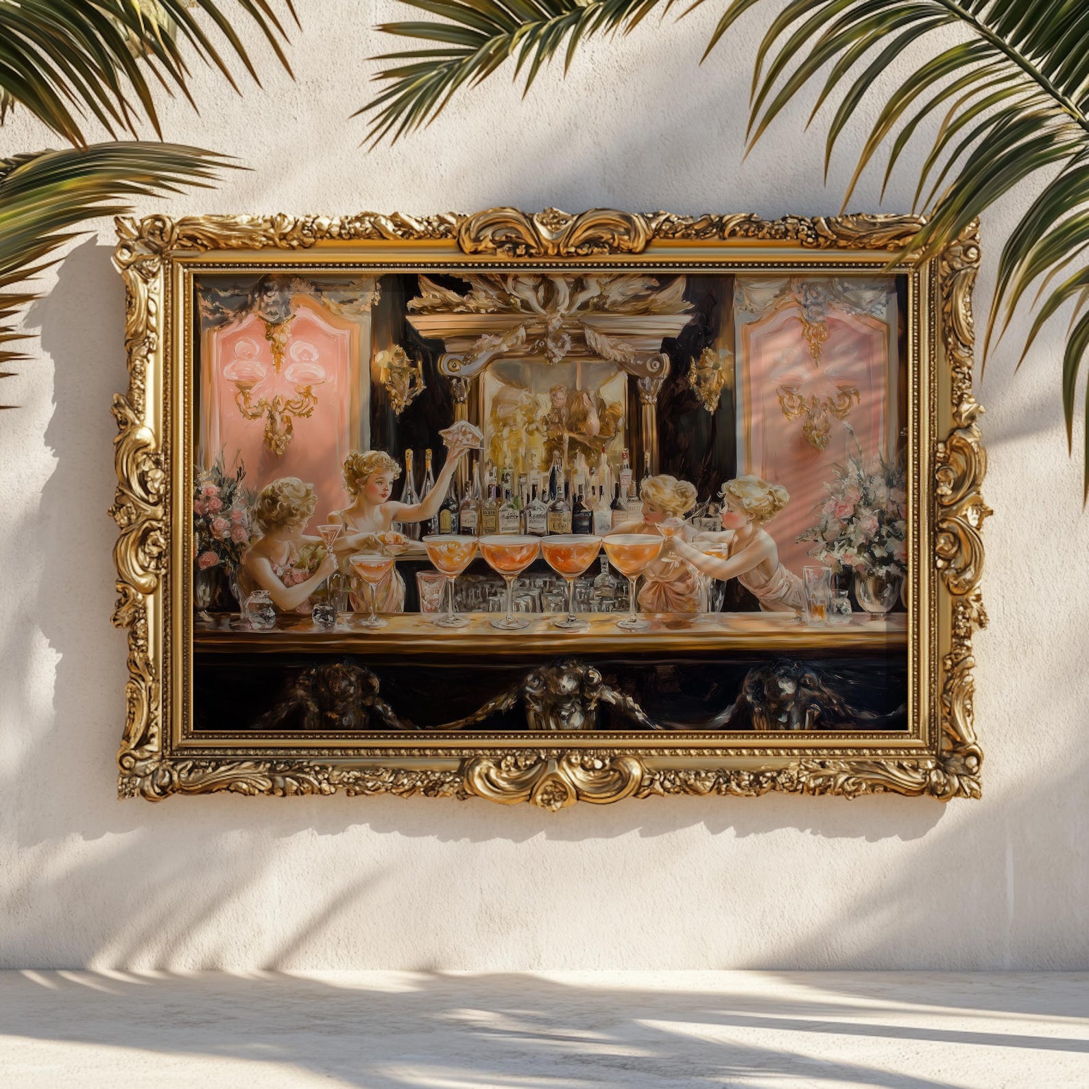 Baroque Cherubs Cocktail Bar Print: Glam Champagne Wall Art - Etsy