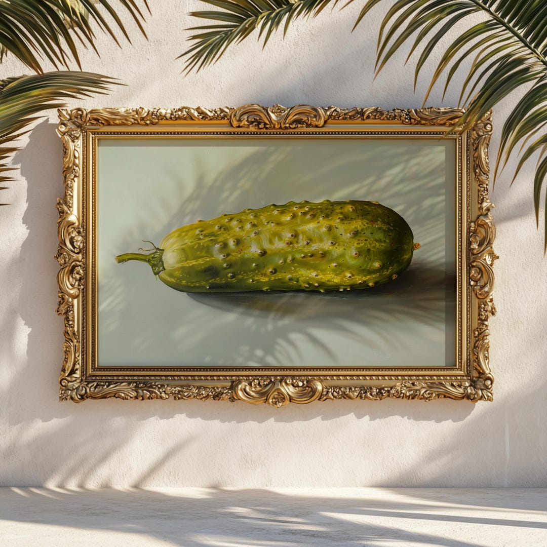 Realistic Pickle Wall Art Print | Whimsical Food Art, Playful Kitchen ...
