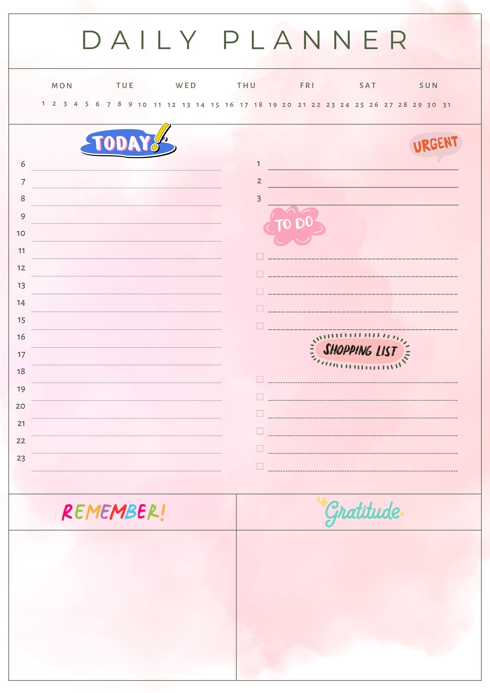 Daily to Do List Printable, Instant Download, Daily Planner, Daily ...