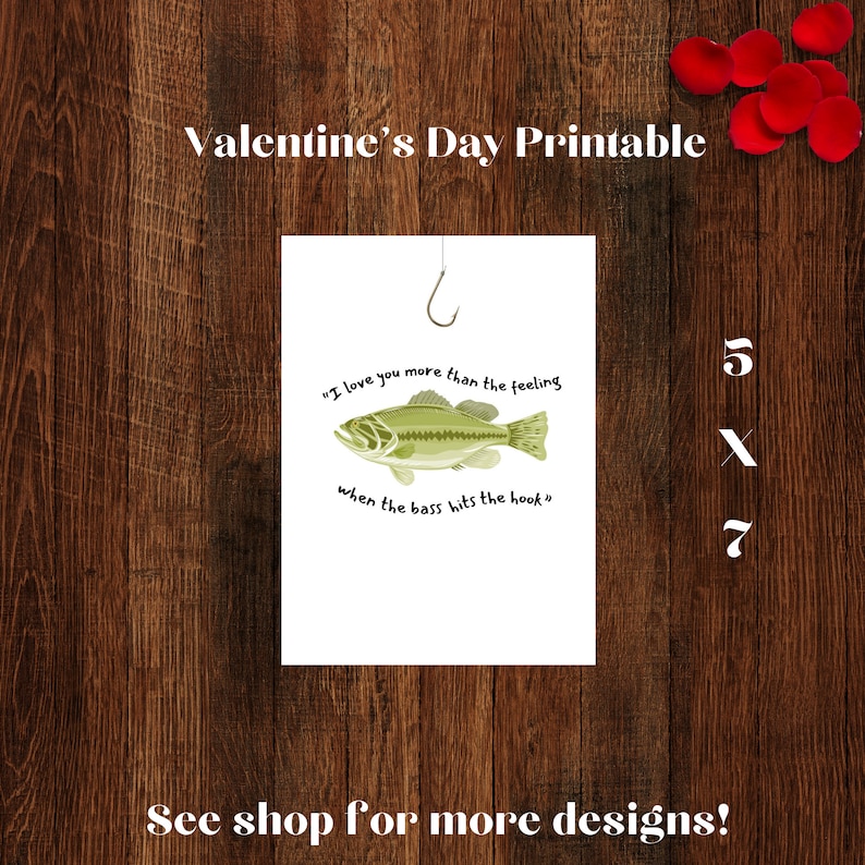 Fishing Valentine's Day Card, Fishing Greeting Card, Valentine's Day ...