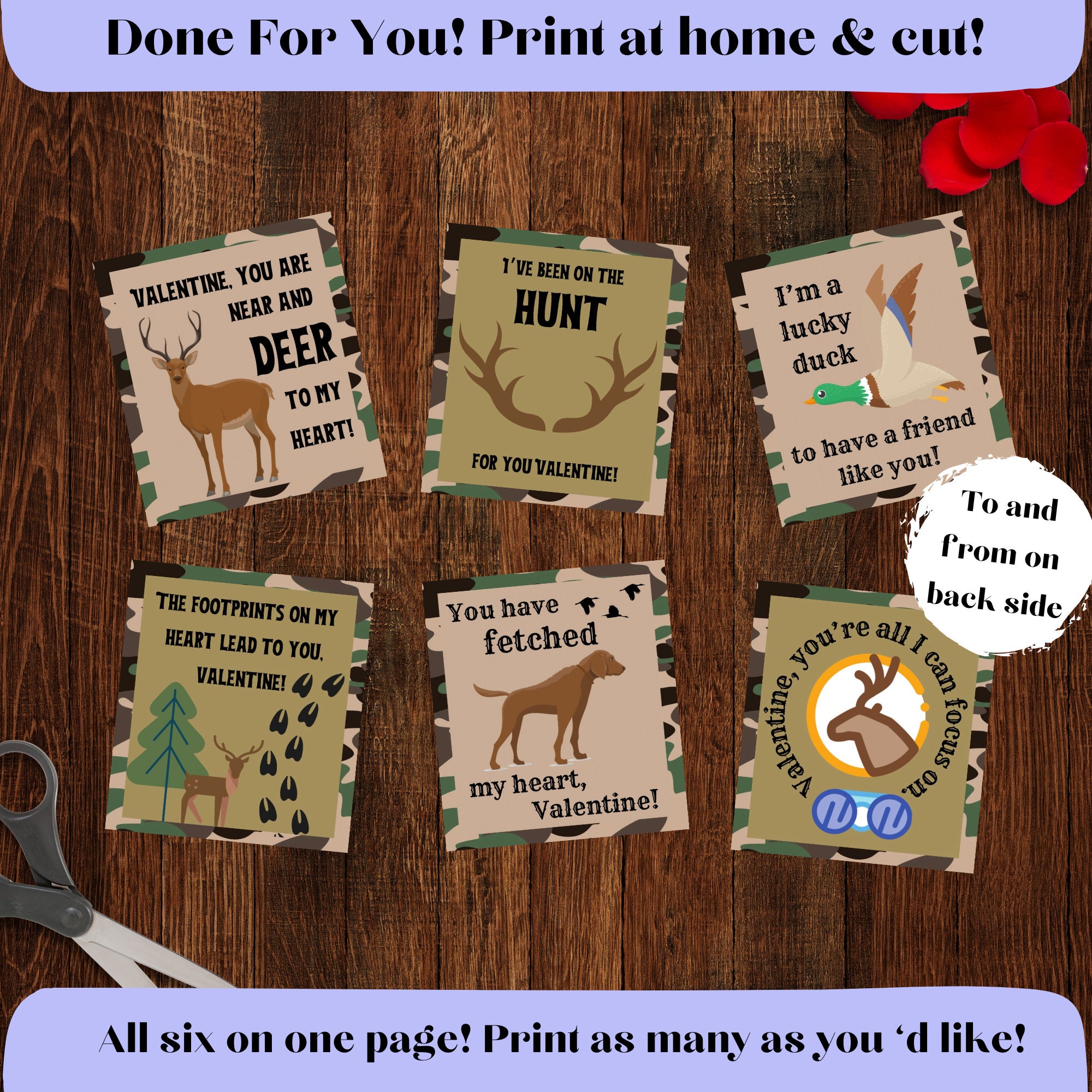 Hunting Printable Valentine Cards for Kids, Hunting Valentines, Kids ...