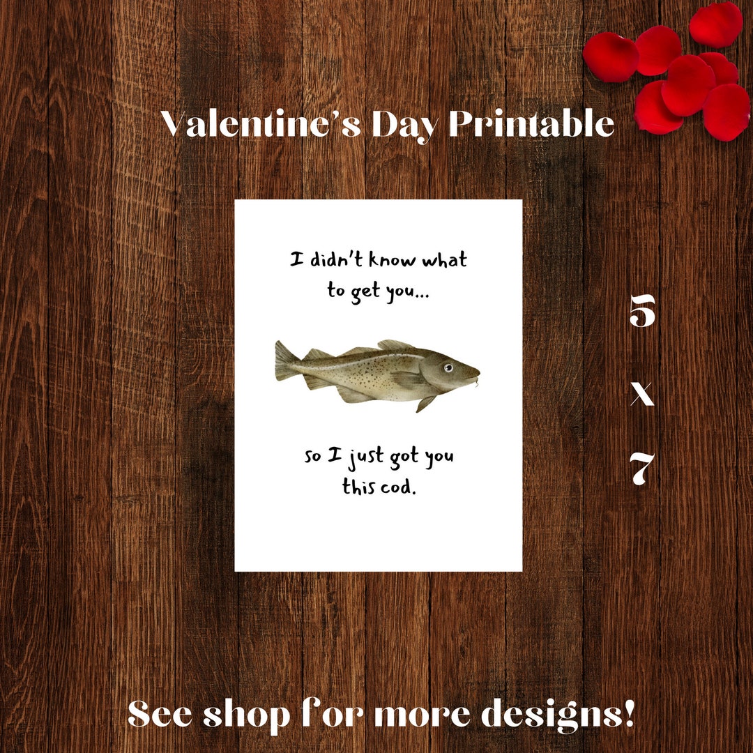 Fishing Valentine's Day Card, Fishing Greeting Card, Valentine's Day ...