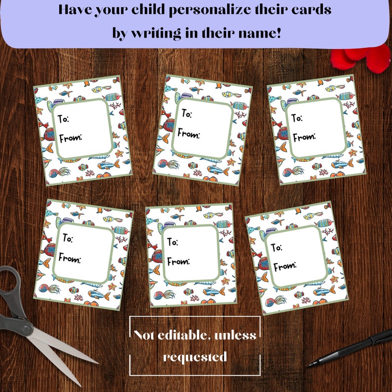 Fishing Printable Valentine Cards for Kids, Fishing Valentines, Kids ...