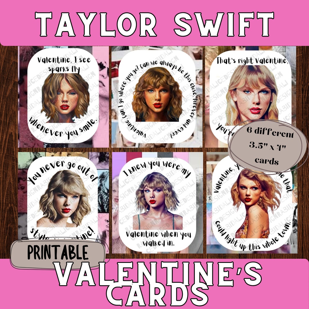 Taylor Swift Valentine Cards Printable Taylor Swift Valentines Swiftie ...