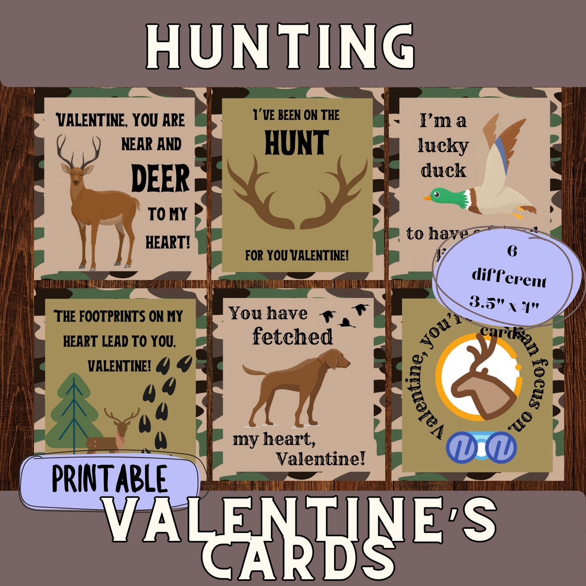 Hunting Printable Valentine Cards for Kids, Hunting Valentines, Kids ...