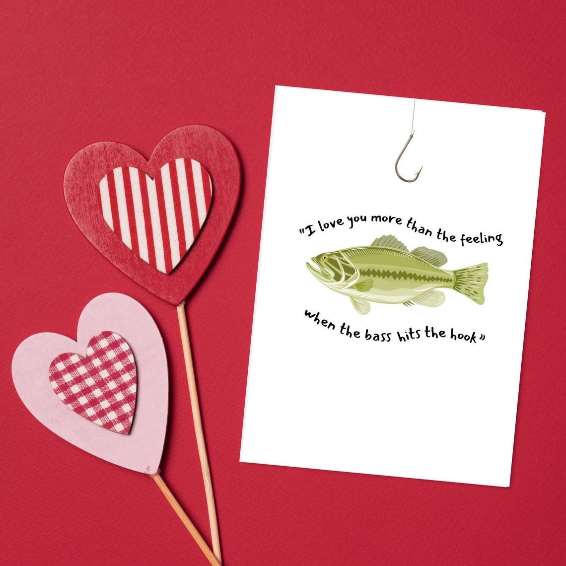 Fishing Valentine's Day Card, Fishing Greeting Card, Valentine's Day ...