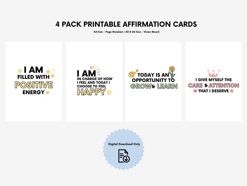 Printable Affirmation Pages Vision Board Printables Daily Affirmation ...