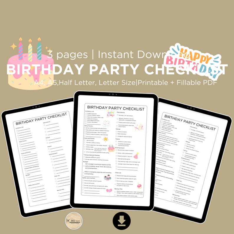 Birthday Party Checklist,birthday Checklist, Checklist Planner,event ...