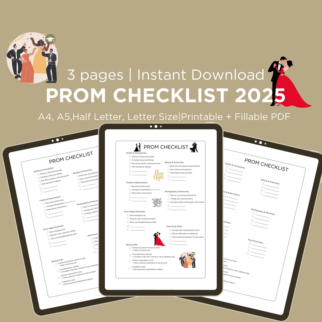 Prom 2025 Printable Planner| Printable Prom Checklists|high School Prom ...
