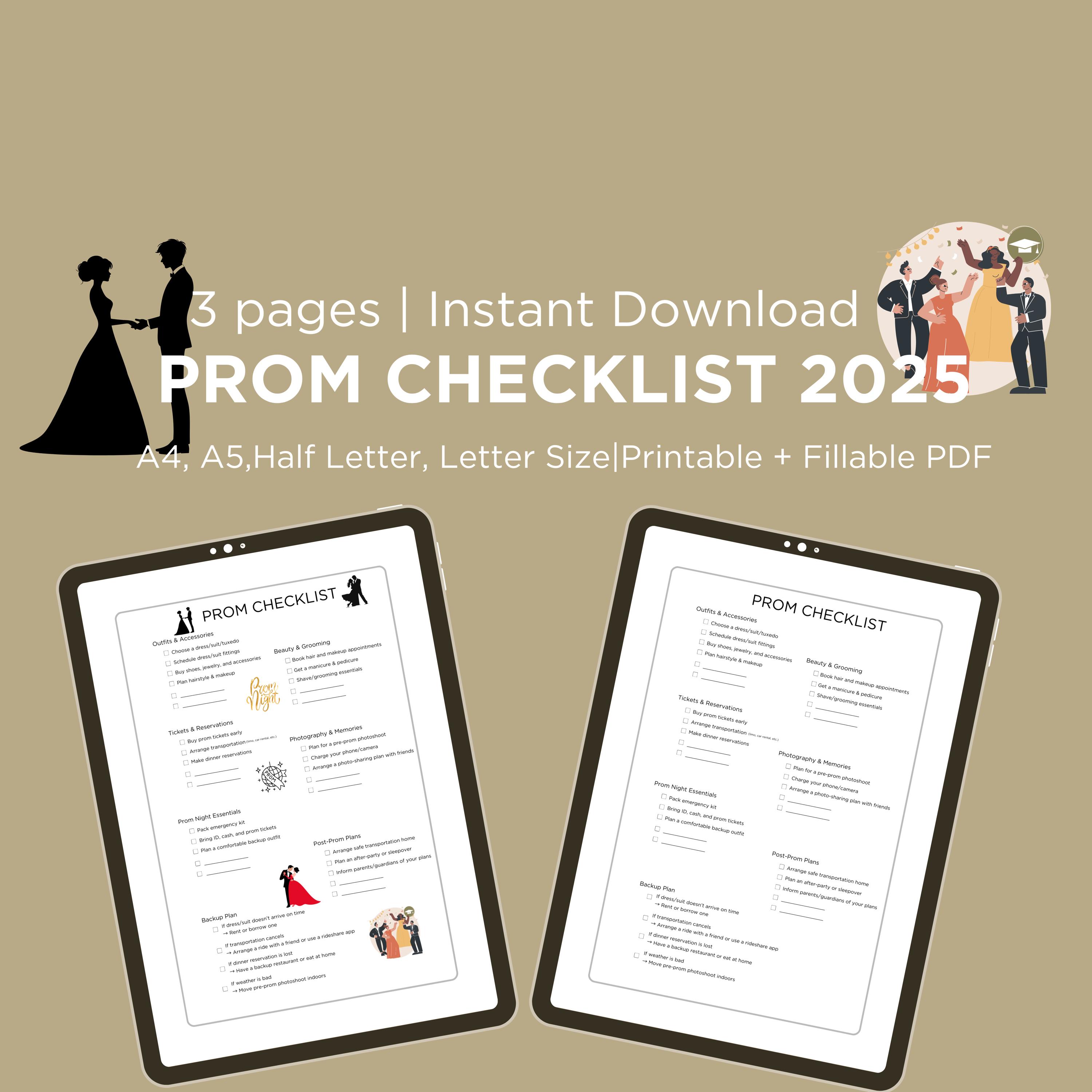 Prom 2025 Printable Planner| Printable Prom Checklists|high School Prom ...