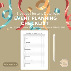 Event Planning Checklistpdf & PNGA4, A5, Half Letter,letter Sizes Non ...