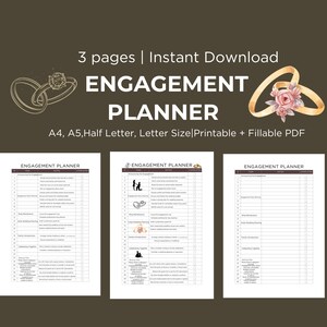 Engagement Planner Printable| Engagement Party| Engagement Paper ...