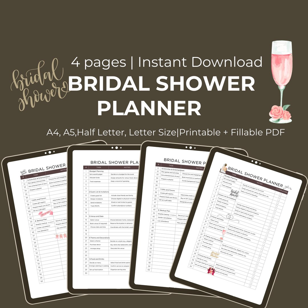 Bridal Party|digital Planner Printable|pdf Planner|bridal Shower|bridal ...